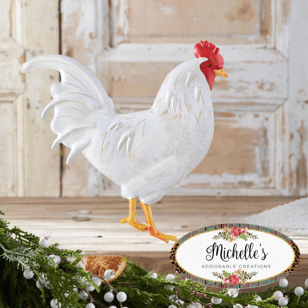 Shop our 12" Metal Rooster Hanger: White – Michelle's aDOORable Creations