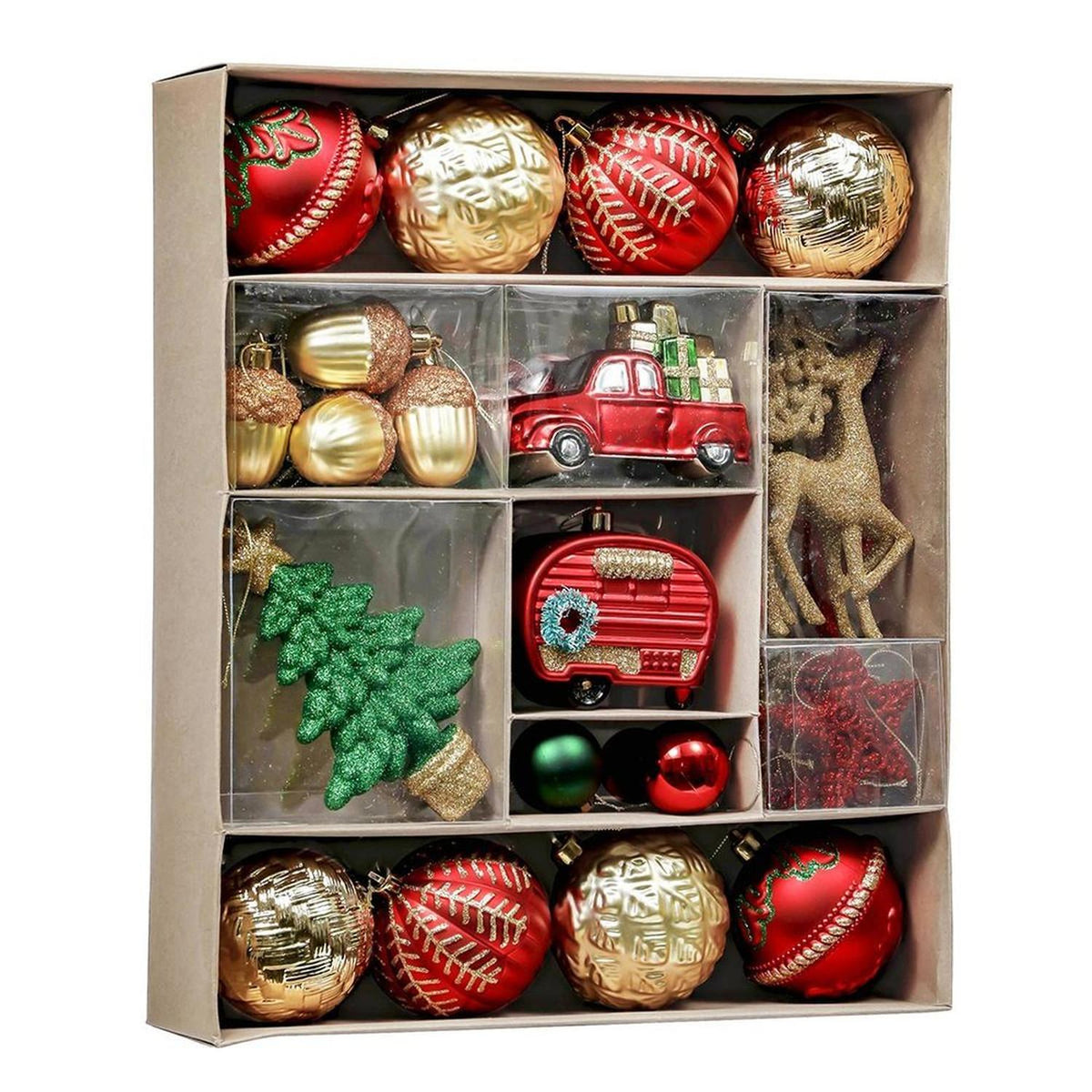 Rustic Christmas Ornament Bauble, 60 Piece Set